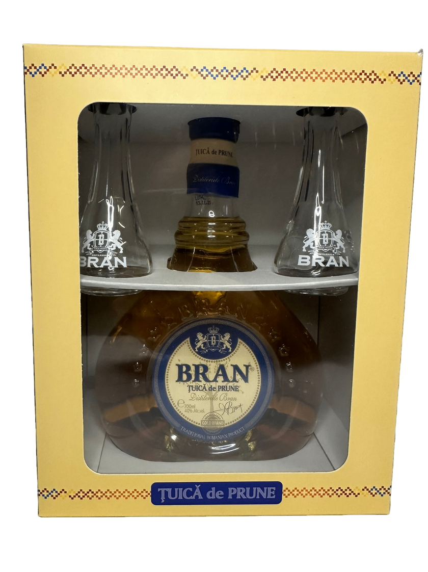 Bran Plum Romanian Schnapps (Tuica prune) with two glasses – Romanian ...